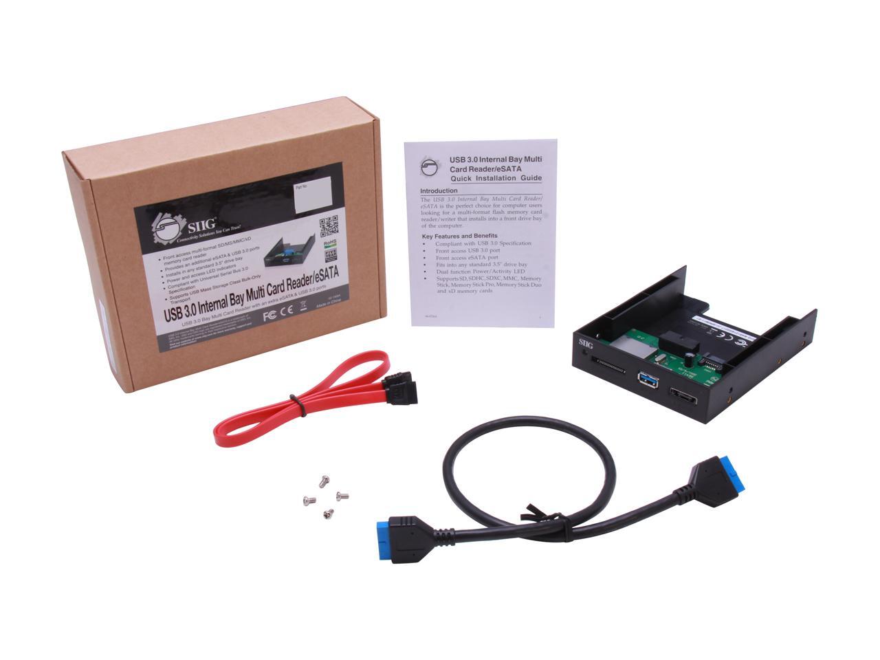 SIIG JU-MR0911-S1 USB 3.0 Internal Bay Multi Card Reader/eSATA Panel ...