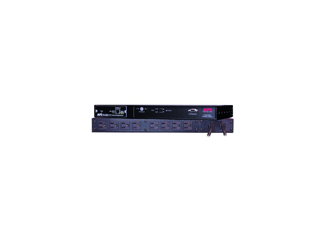 APC AP7750 8 Feet 8 Outlets Rack Automatic Transfer Switch, 15A, 100 ...