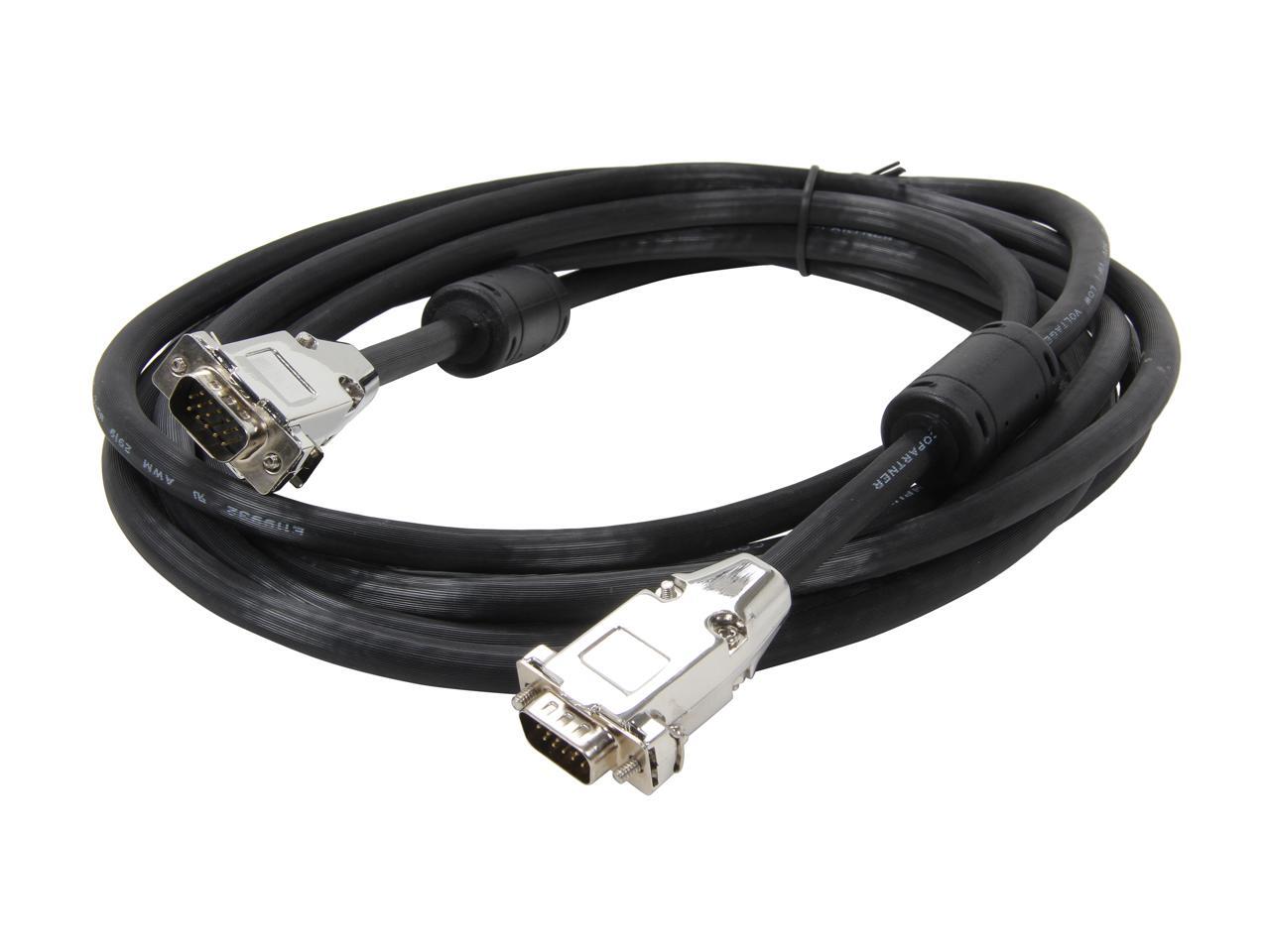 Rosewill 15 ft. VGA / SVGA Male to Male Coaxial Cable w/ Dual Ferrites ...