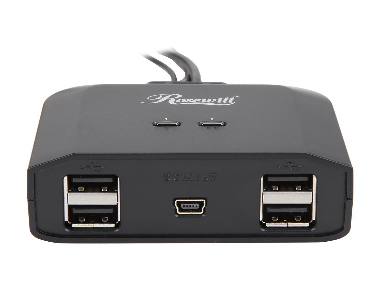 Rosewill USB 2.0 Sharing Switch Box, 4 Port USB 2.0 Peripheral Sharing ...