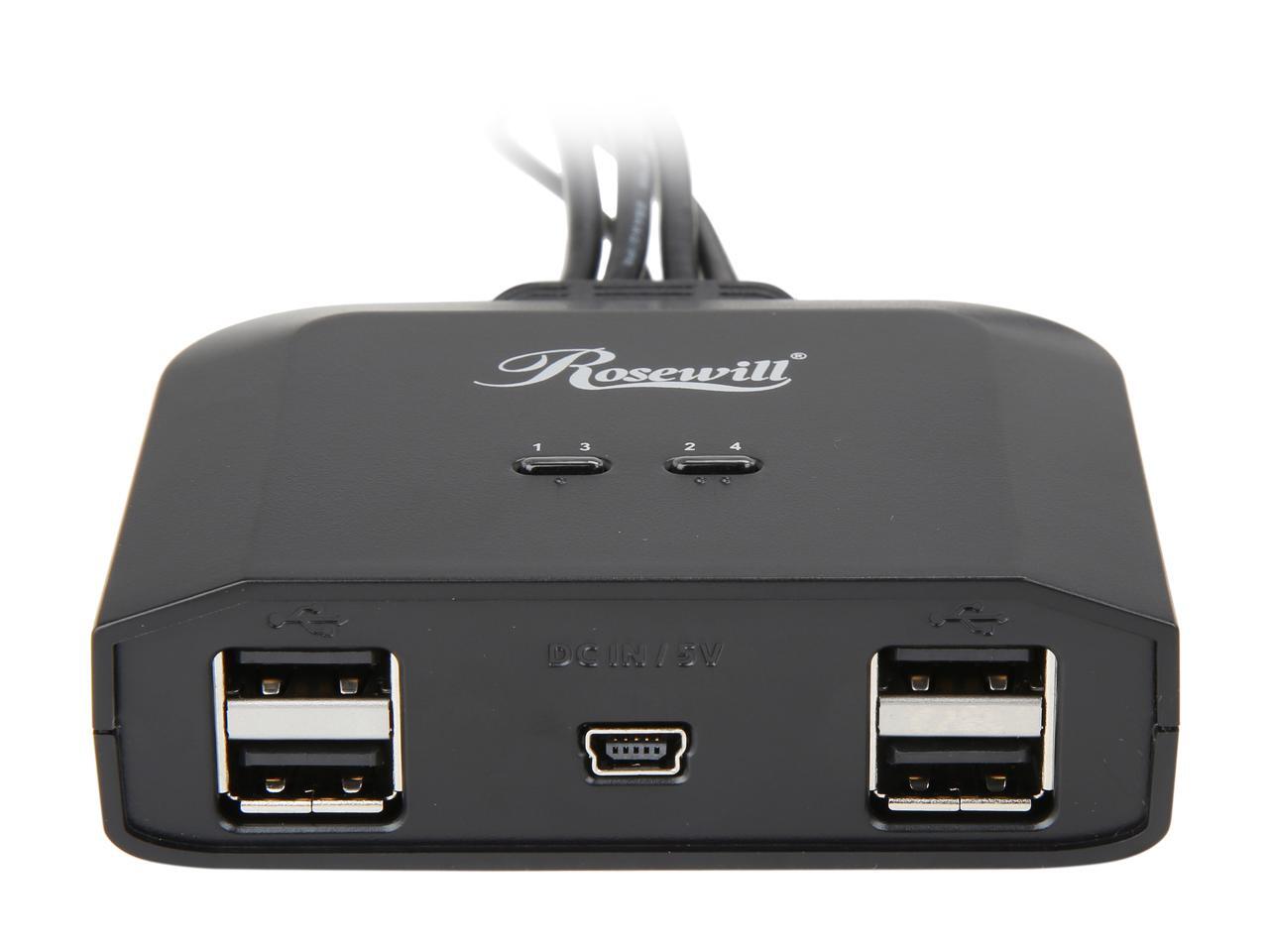 Rosewill USB 2.0 Sharing Switch Box, 4 Port USB 2.0 Peripheral Sharing ...