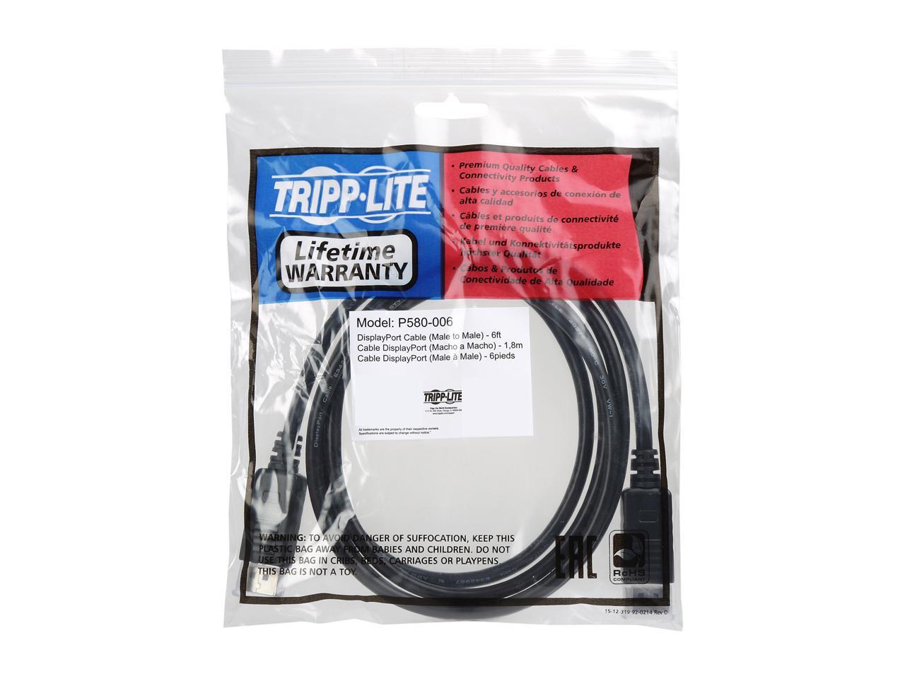 Tripp Lite DisplayPort Cable with Latches (M/M), DP, 4K x 2K, 6-ft ...