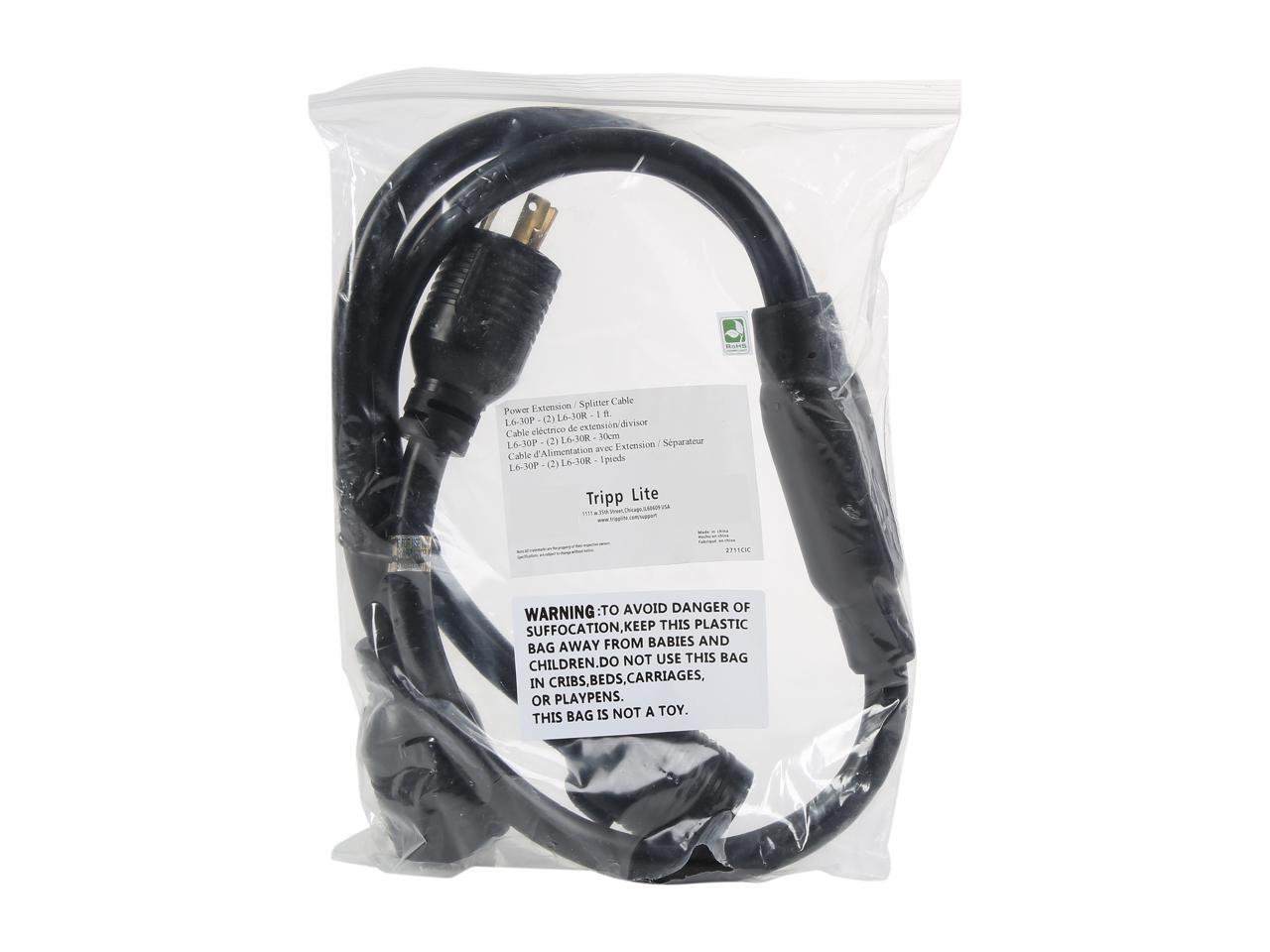 Tripp Lite Model P041-001-2 1 ft. 10AWG Heavy Duty Power Splitter Cable ...