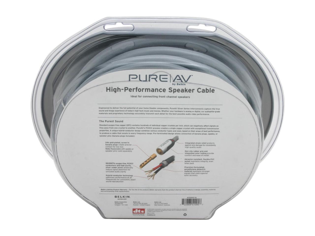 BELKIN PURE AV Model AV53001-16 16 FT. High-Performance Speaker Cable w ...