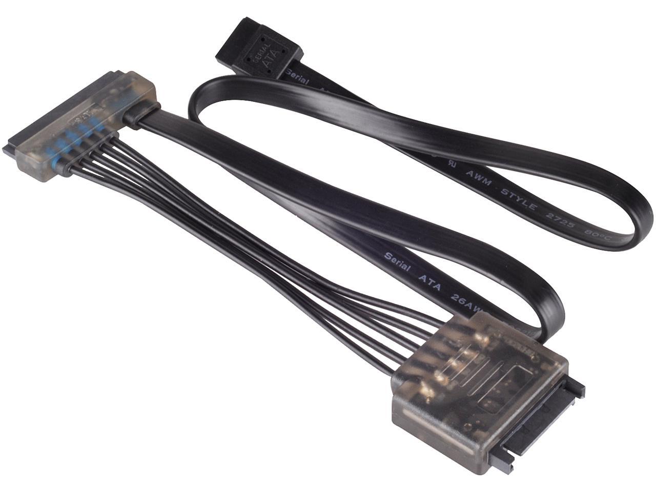 SilverStone Power + SATA Data Connector to Combined SATA 22 Pin Power ...
