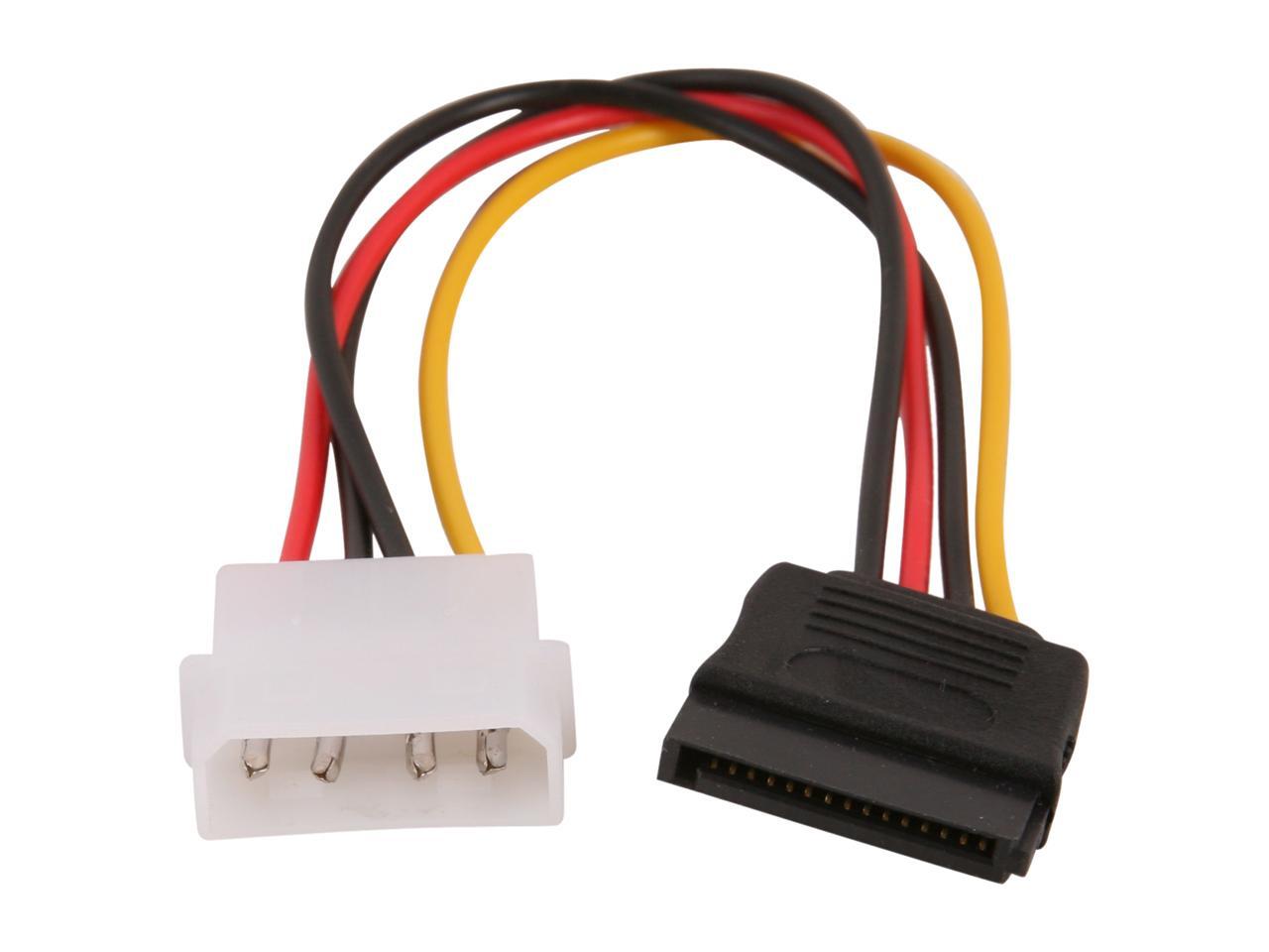 SYBA 8" Molex 4-pin Male to 15-pin SATA Power Cable Model SY-PWCB-SATA ...