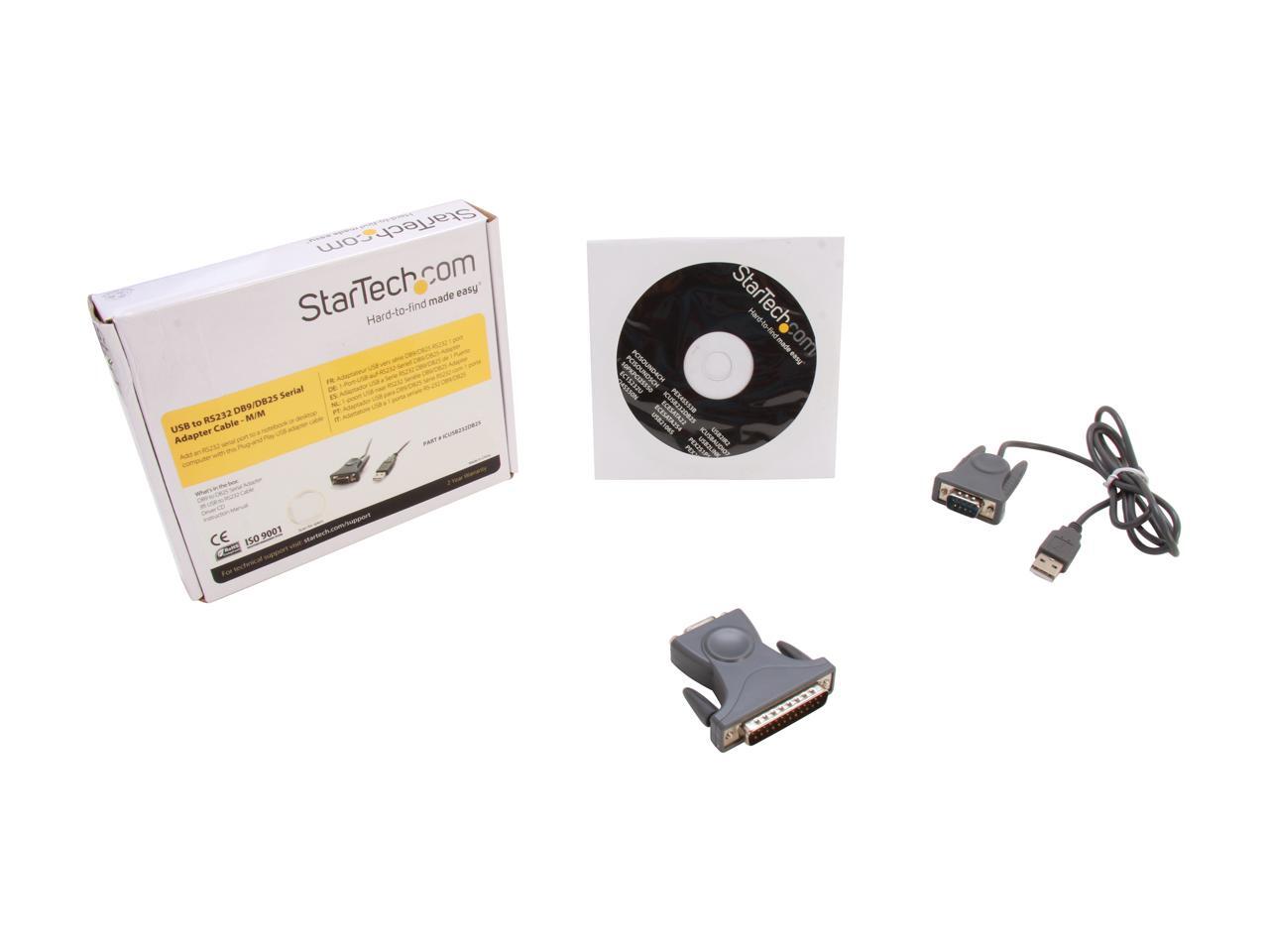 StarTech.com ICUSB232DB25 USB to Serial Adapter - 3 ft / 1m - with DB9 to DB25 Pin Adapter ...