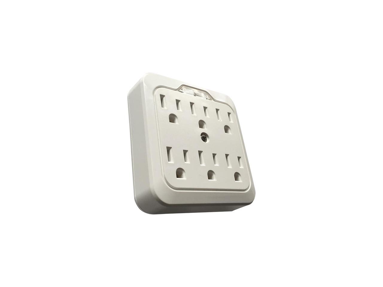 Inland 6 Outlets Wall Tap with Night Light, ETL Approved - Newegg.com