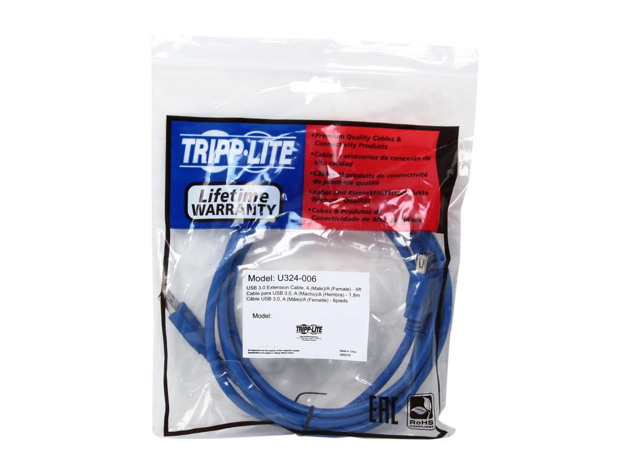 Tripp Lite U324-006 USB 3.0 SuperSpeed Extension Cable (AA M/F), 6 ft ... Tripp Lite U324-006 USB 3.0 SuperSpeed Extension Cable (AA M/F), 6 ft ...