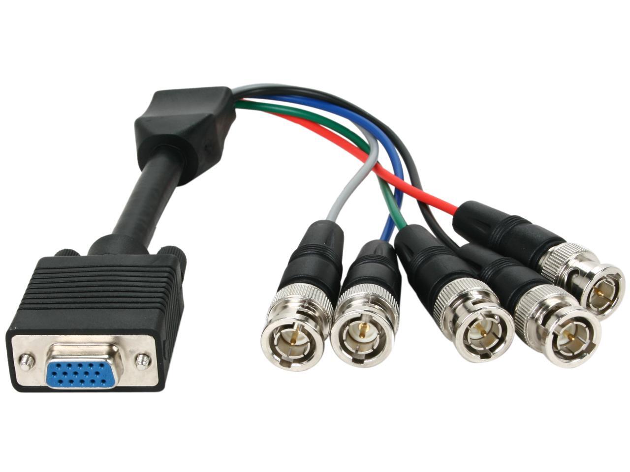 BYTECC HD15F/5BNCM-1K 1 ft. HD15 to BNCx5 Cable, Female to Male, Black ...