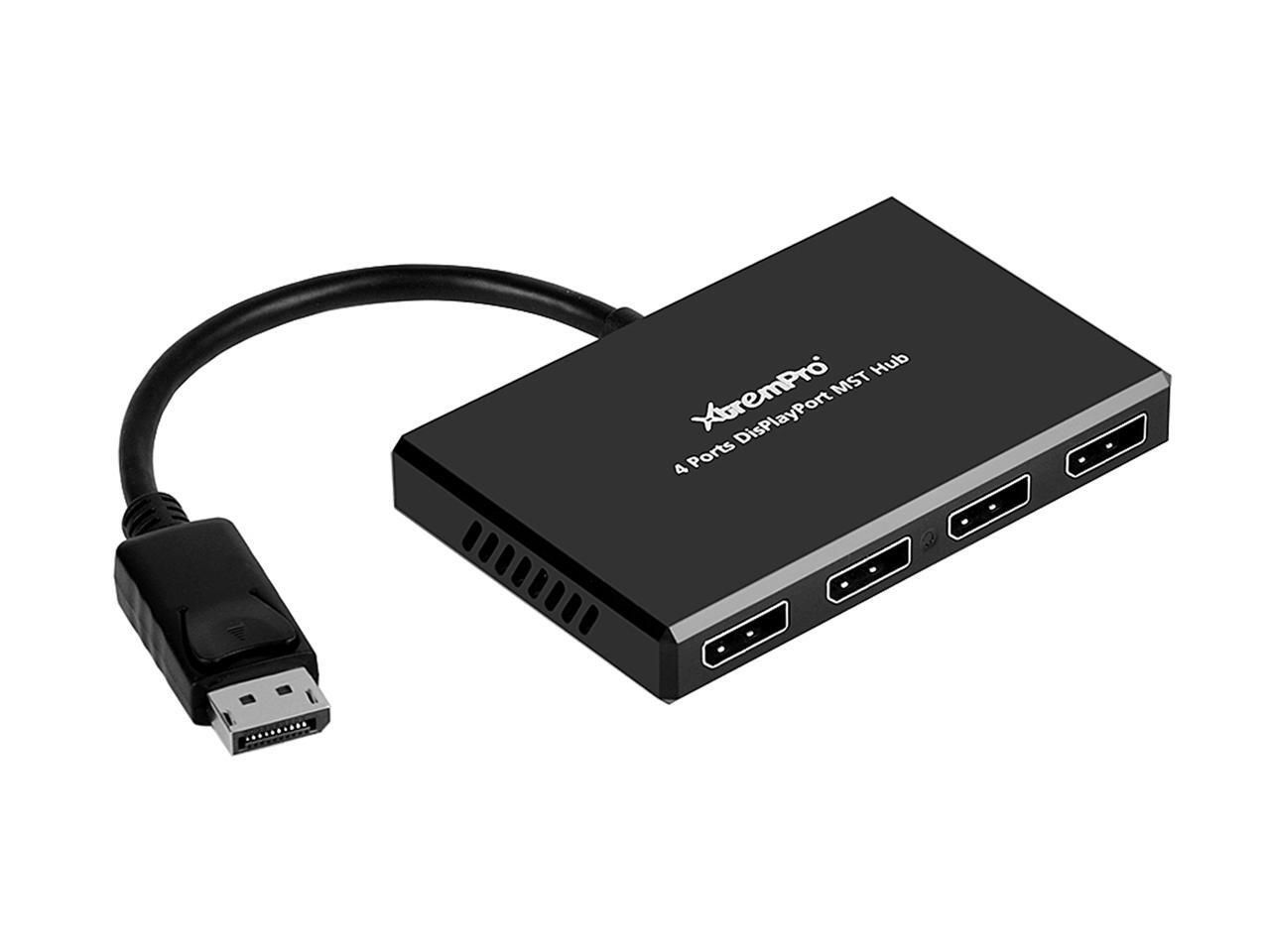 XtremPro 61071 4 Port DisplayPort 1.2 to DisplayPort Multi Stream Transport MST Hub 1x4, 1 input ...