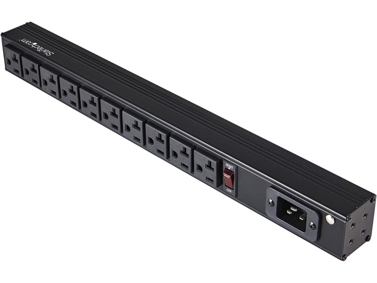 10 Outlet Rack Mount Power Strip 125V/16 Amp, 1U Horizontal 19 ...