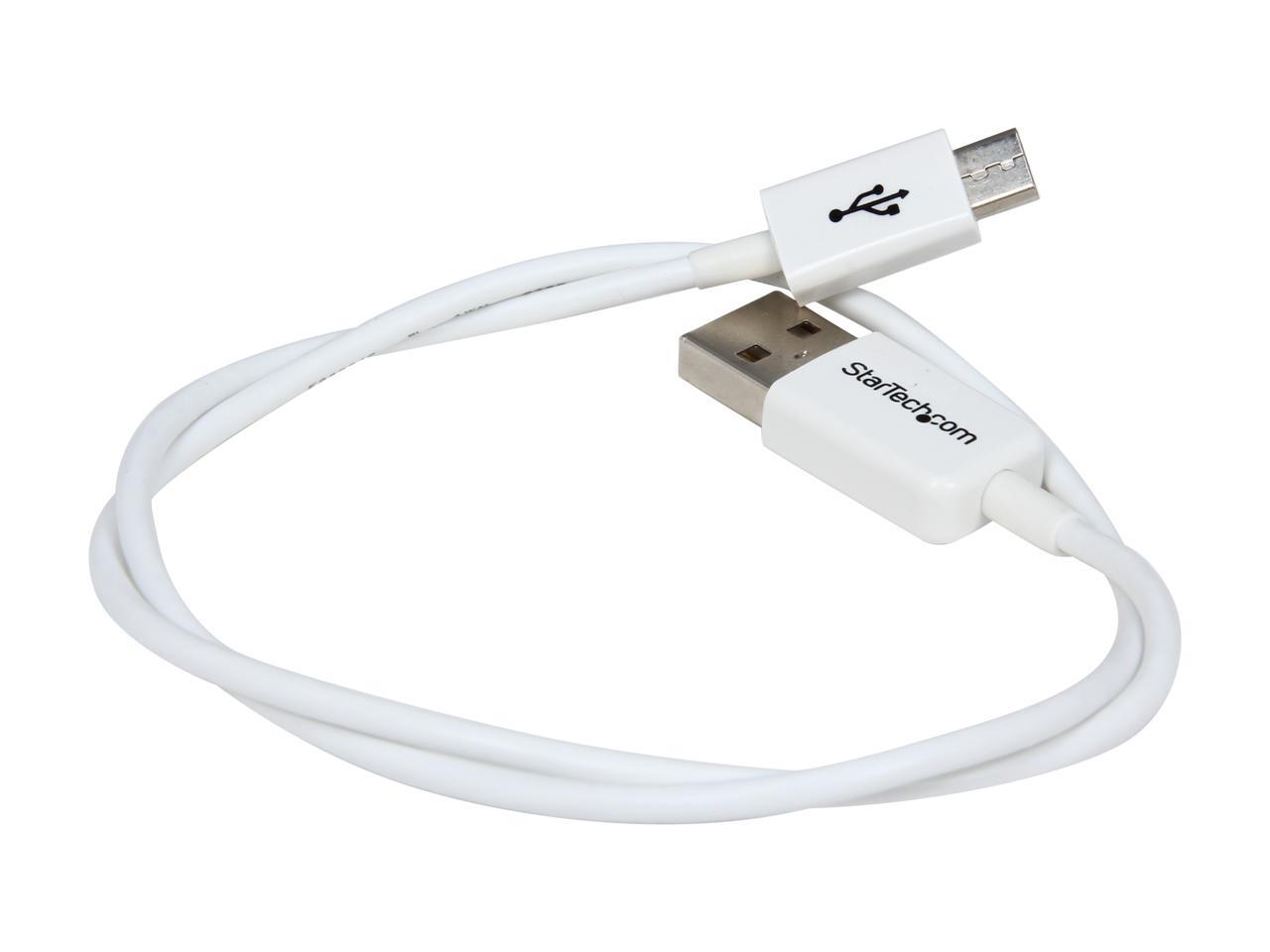 StarTech USBPAUB50CMW 0.5m White Micro USB Cable - A to Micro B ...