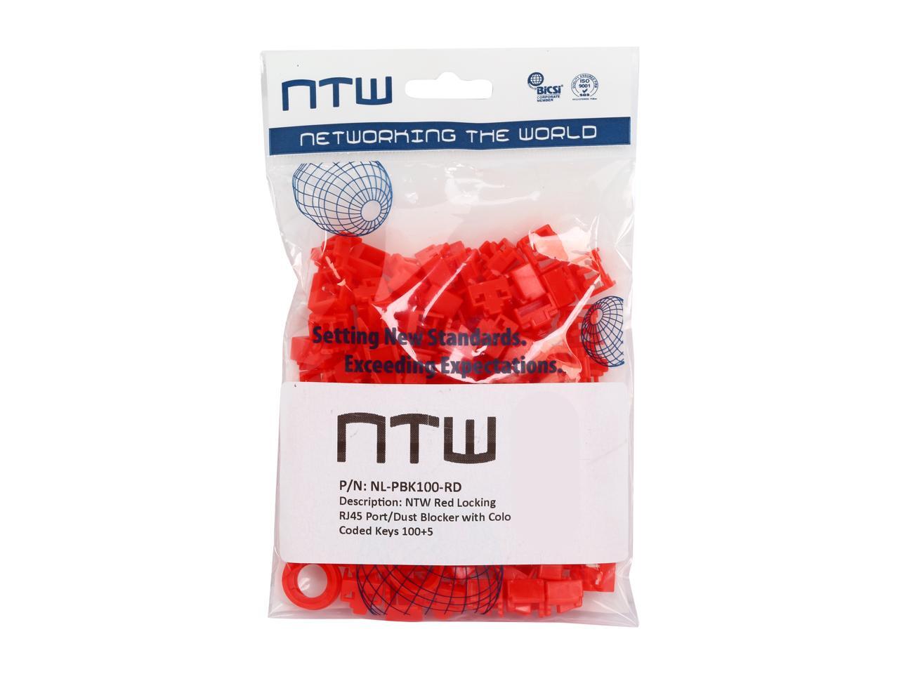 NTW NL-PBK100-RD net-Lock™ Locking RJ45 port/dust blocker with color ...