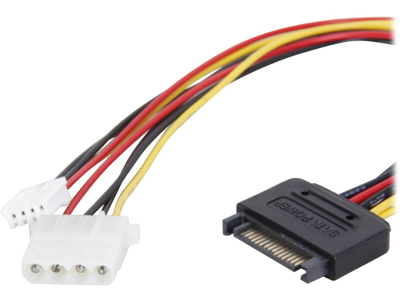 Nippon Labs SATA-15PM-4PM4PW 12" SATA 15 Pin Male to Molex 4 Pin LP4 ...