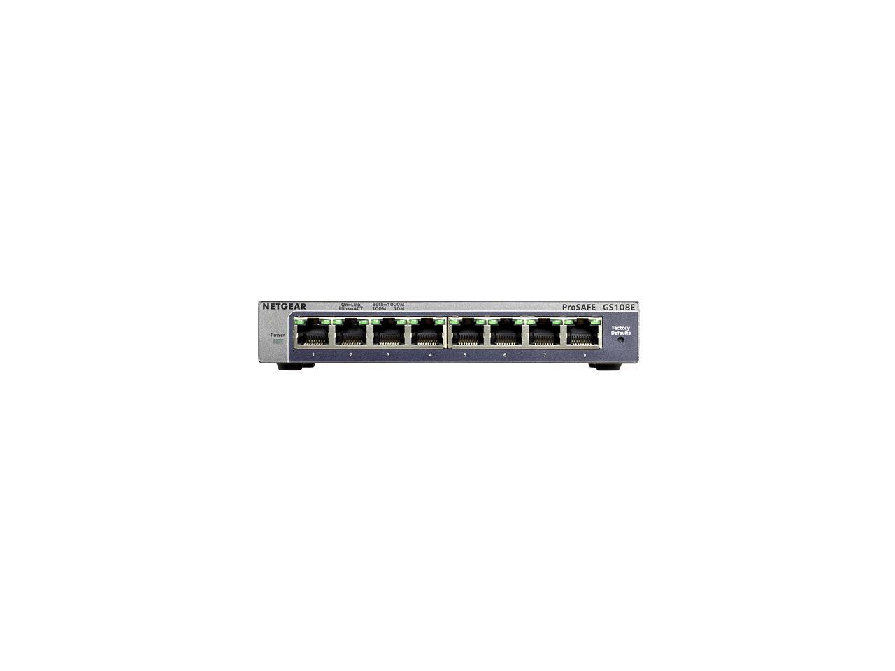 NETGEAR GS108E ProSafe 8-Port Gigabit Web Smart Managed Plus Switch ...