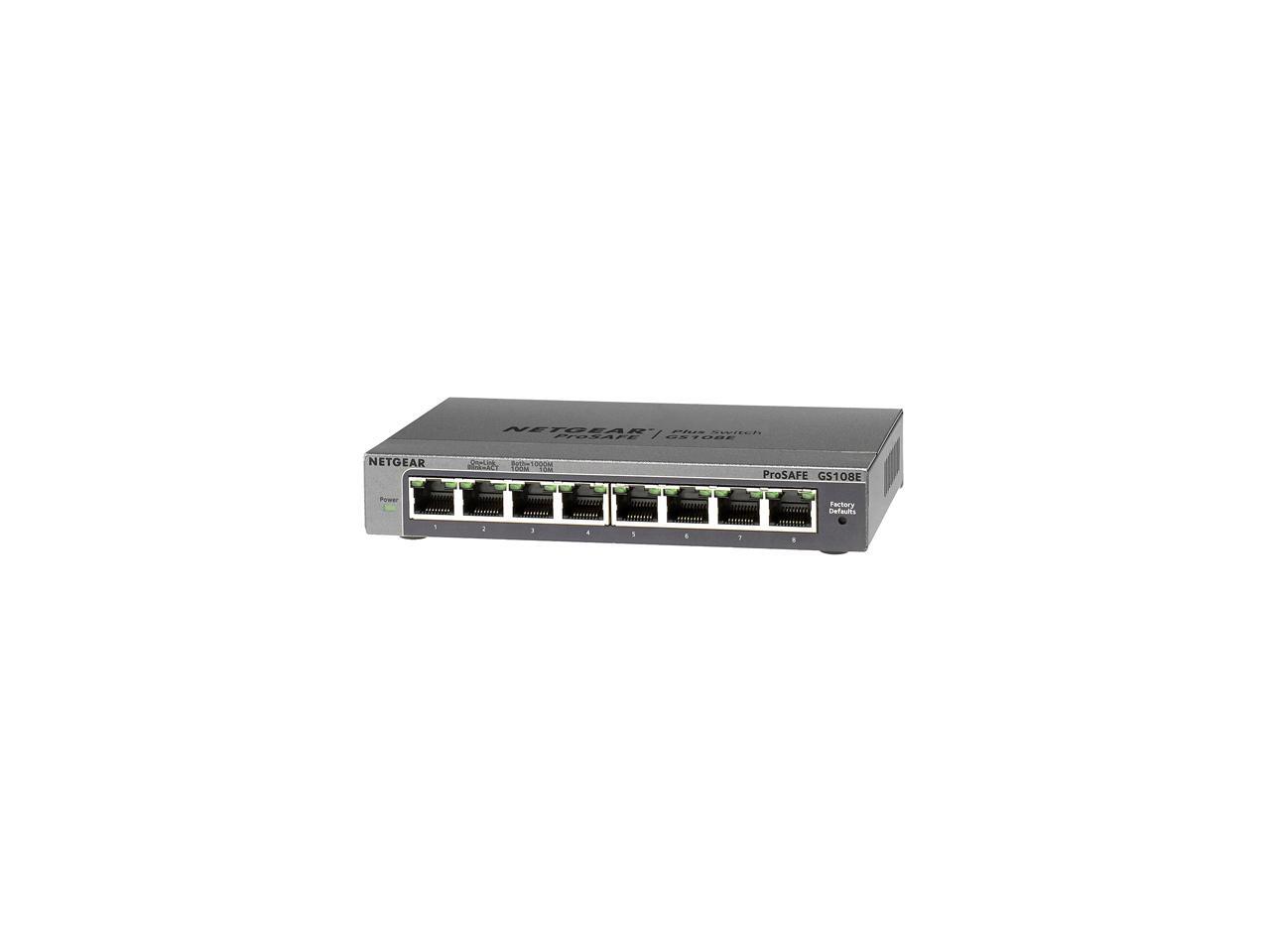 NETGEAR GS108E ProSafe 8-Port Gigabit Web Smart Managed Plus Switch ...