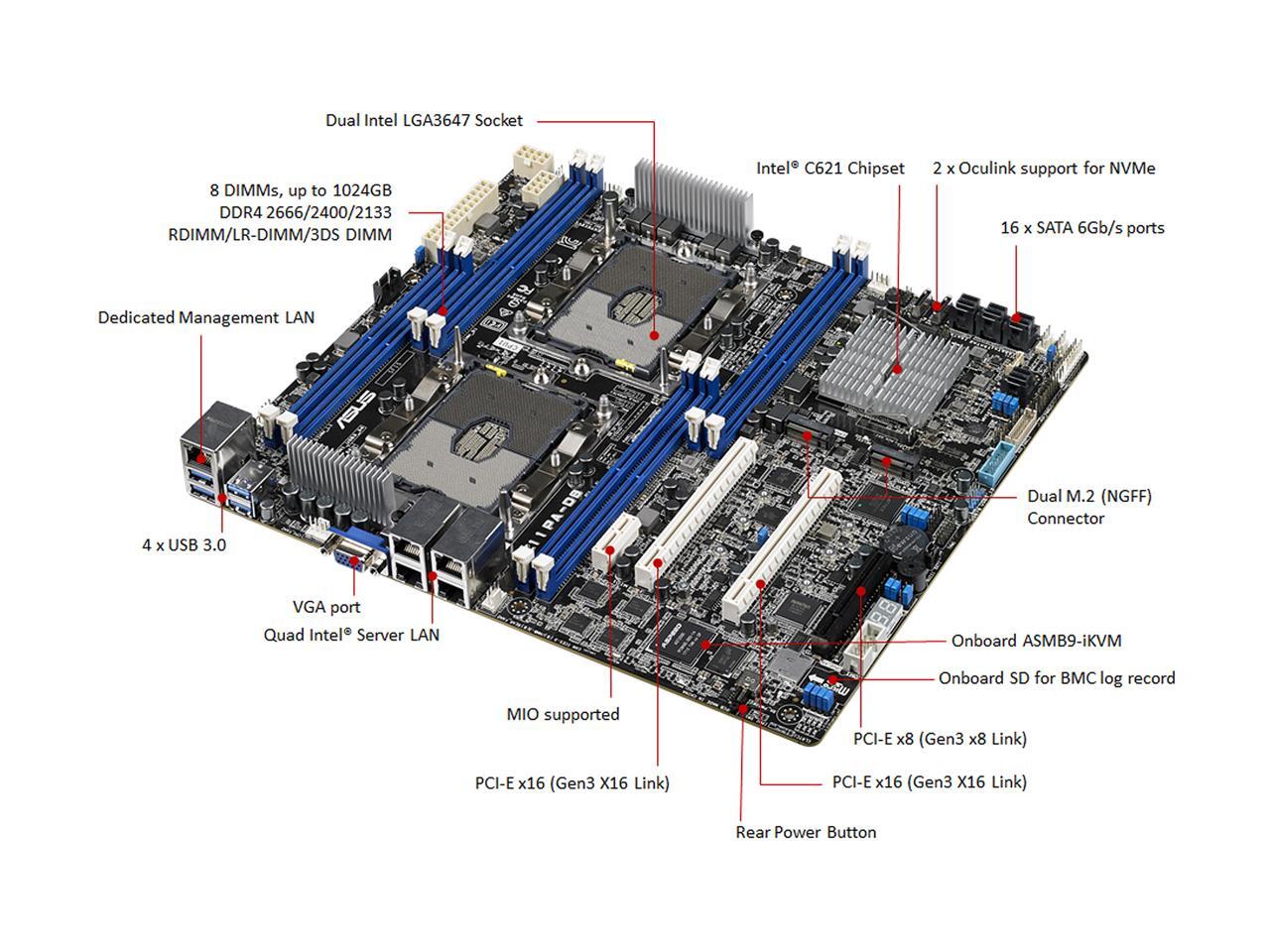 ASUS Z11PA-D8 CEB Server Motherboard Dual LGA 3647 - Newegg.com