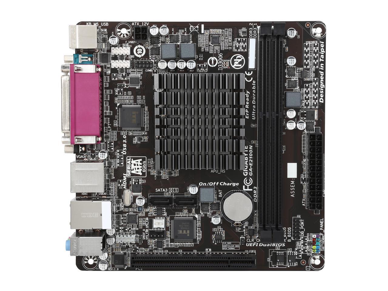 GIGABYTE GA-E2100N AMD E1-2100 APU 1.0GHz Mini ITX Motherboard / CPU ...