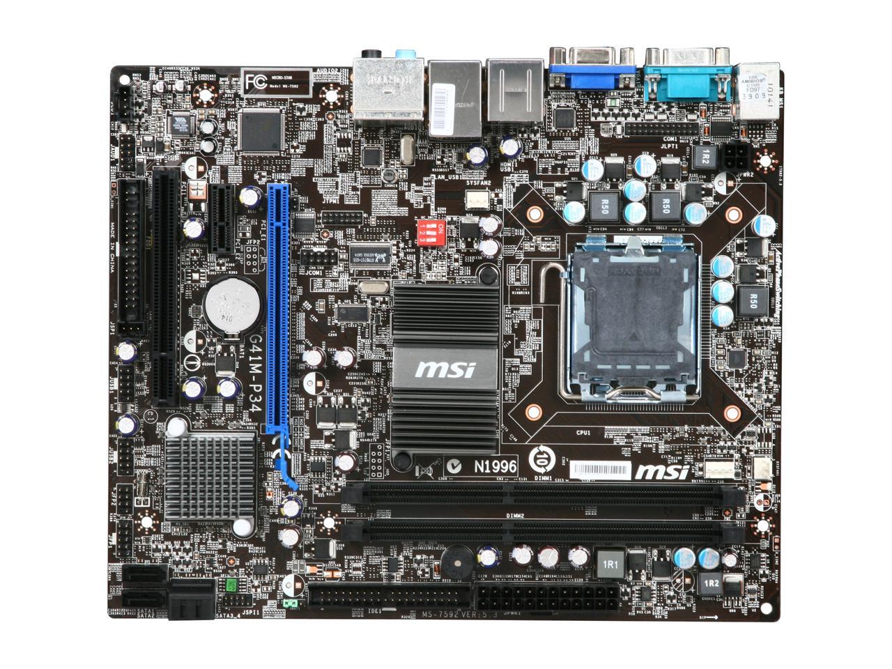 MSI G41M-P34 LGA 775 Micro ATX Intel Motherboard - Newegg.com
