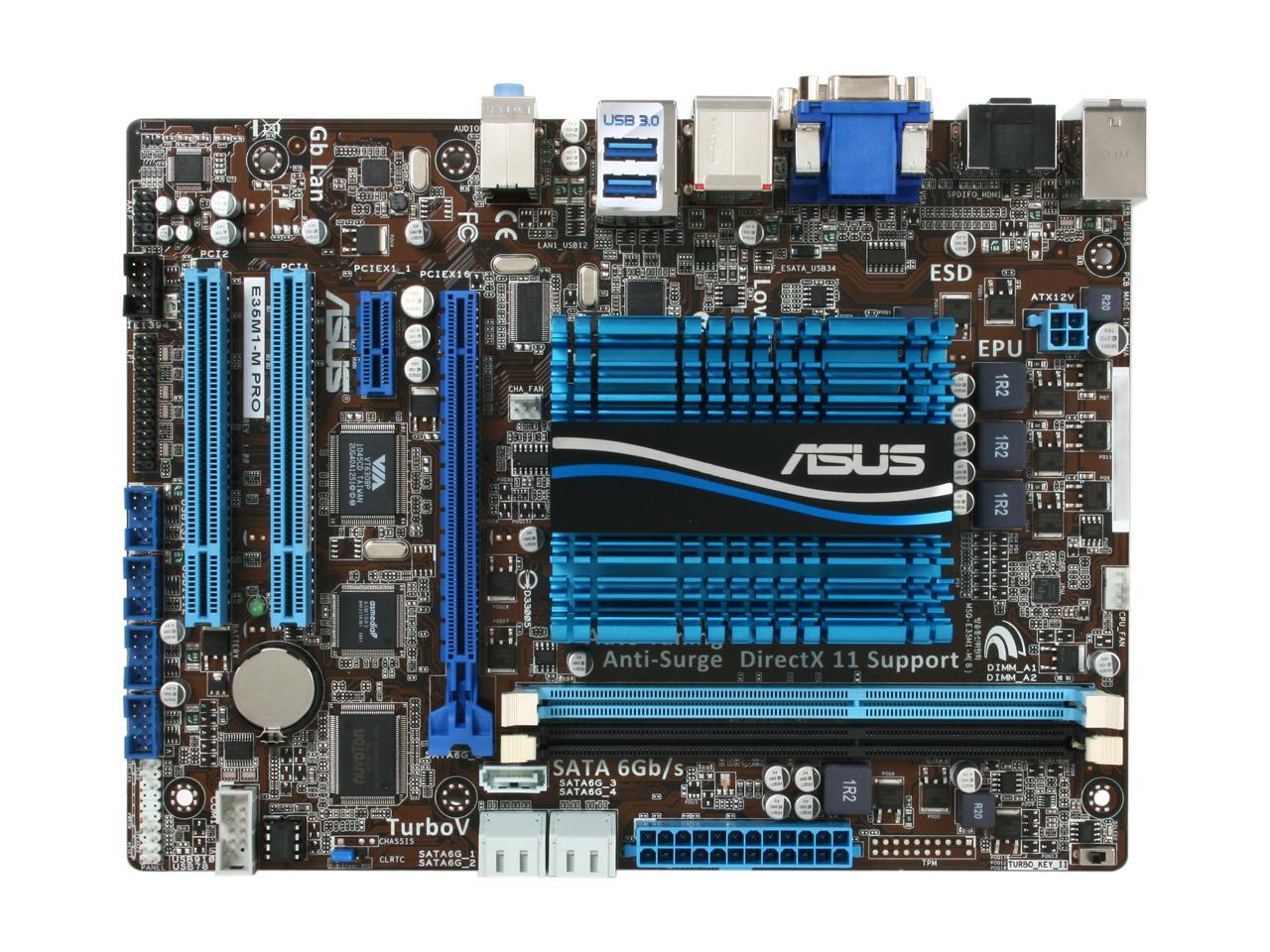 ASUS E35M1-M PRO Fusion AMD E-350 APU (1.6GHz, Dual-Core) AMD Hudson M1 ...