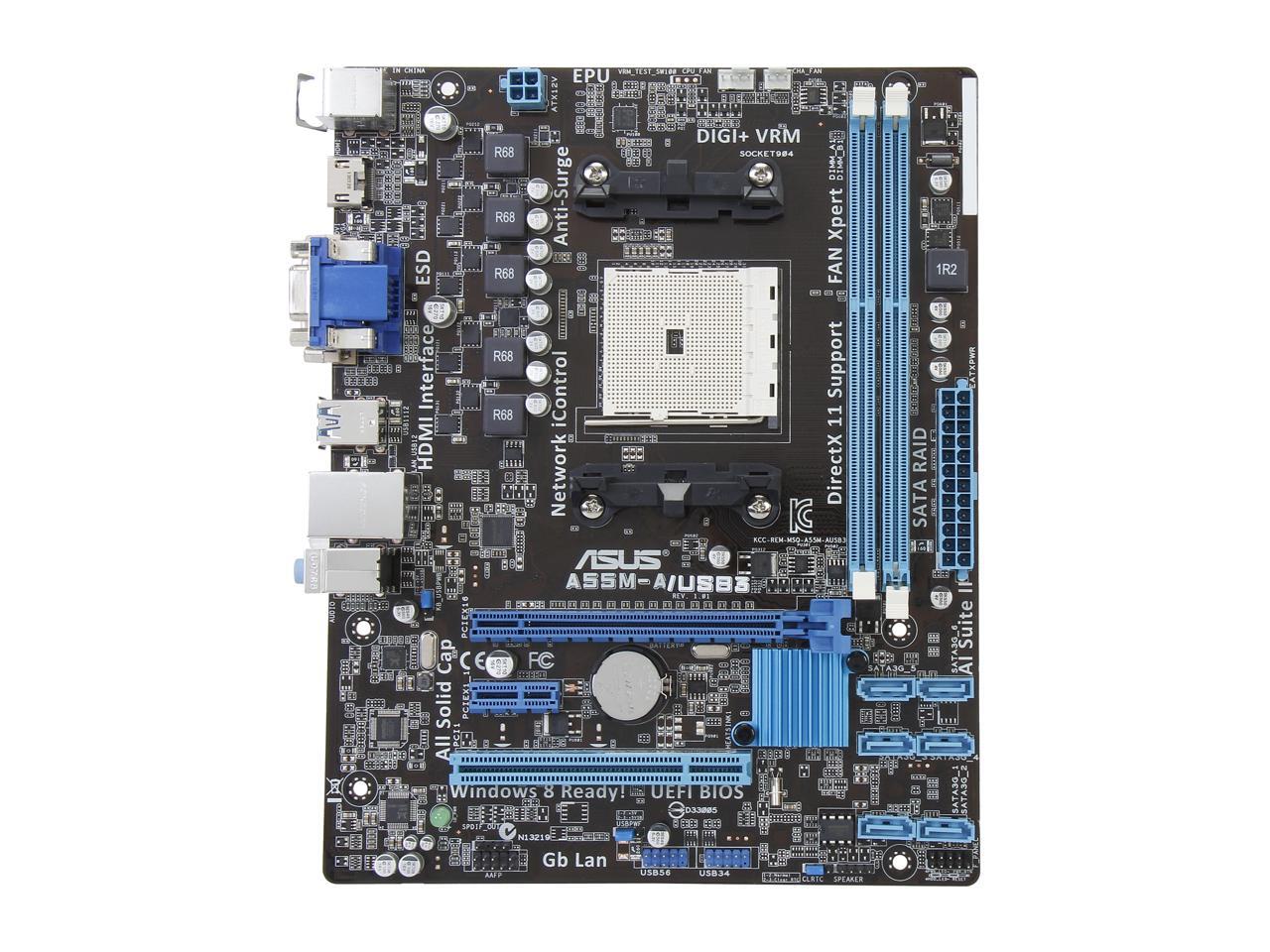 ASUS A55M-A/USB3 FM2 Micro ATX USB 3.0 and Native HDMI/DVI Outputs AMD ...