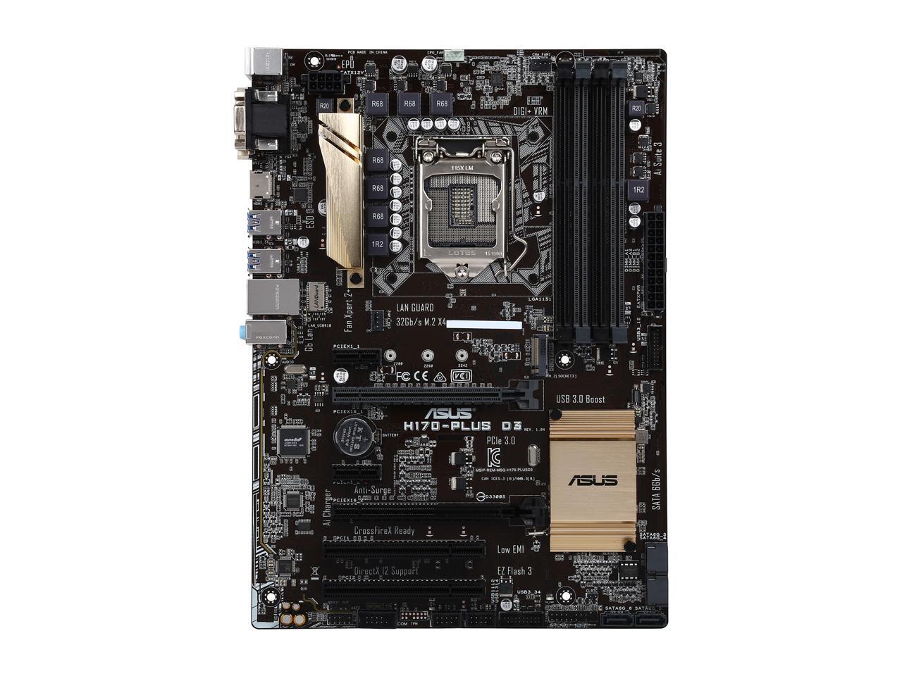 ASUS H170-PLUS D3 LGA 1151 ATX Intel Motherboard - Newegg.com