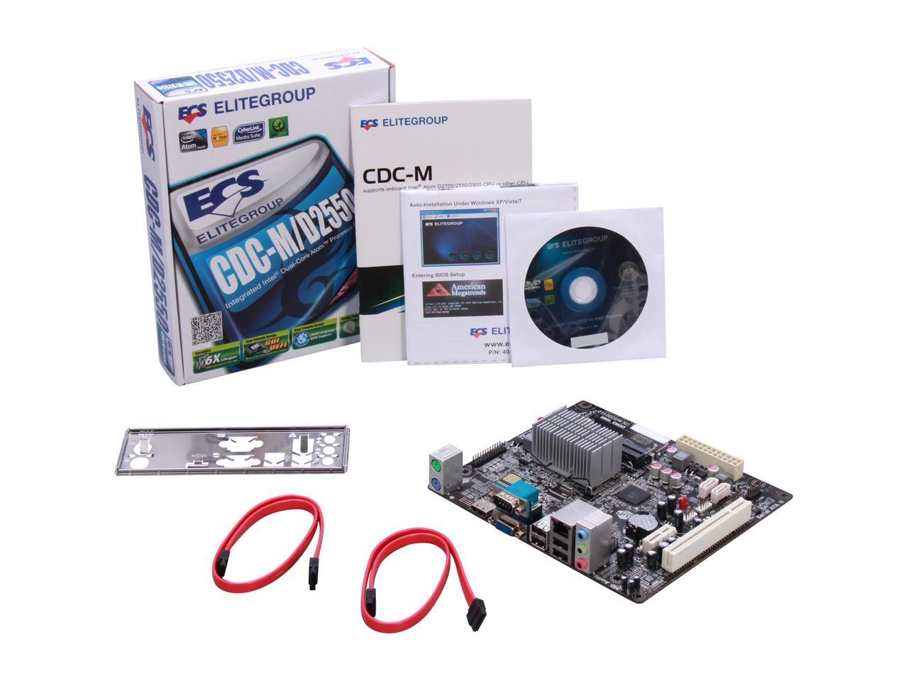 ECS CDC-M/D2550(1.0) Intel Atom D2550 Micro ATX Motherboard / CPU / VGA ...
