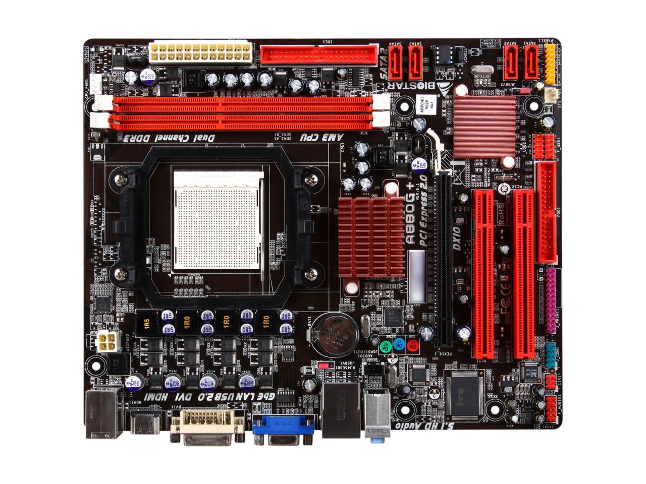 BIOSTAR A880G+RCH AM3 Micro ATX AMD Motherboard with Media Centre Remote Control - Newegg.com