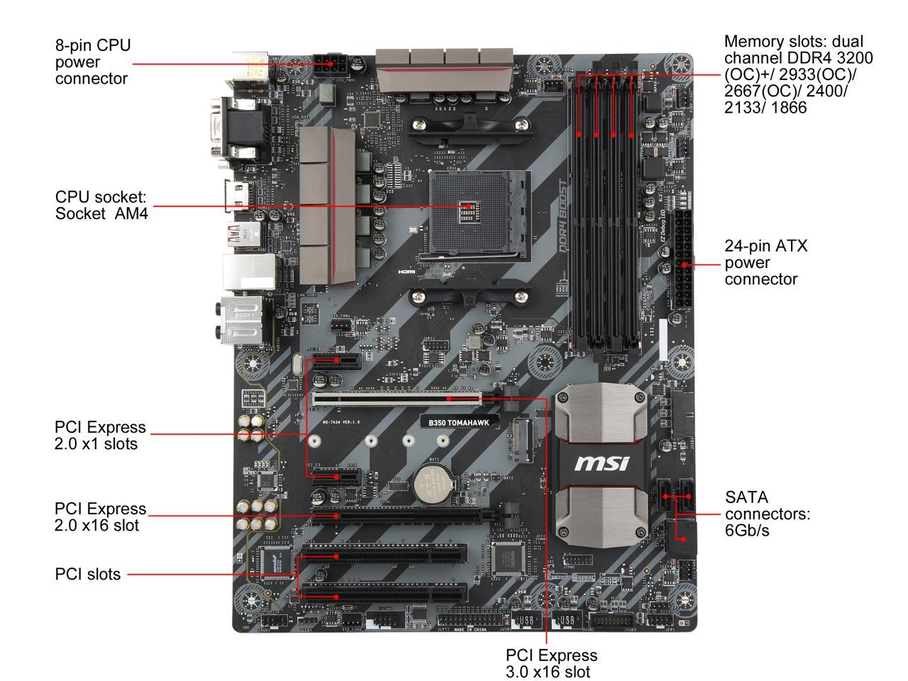 Refurbished: MSI B350 TOMAHAWK AM4 ATX AMD Motherboard - Newegg.ca