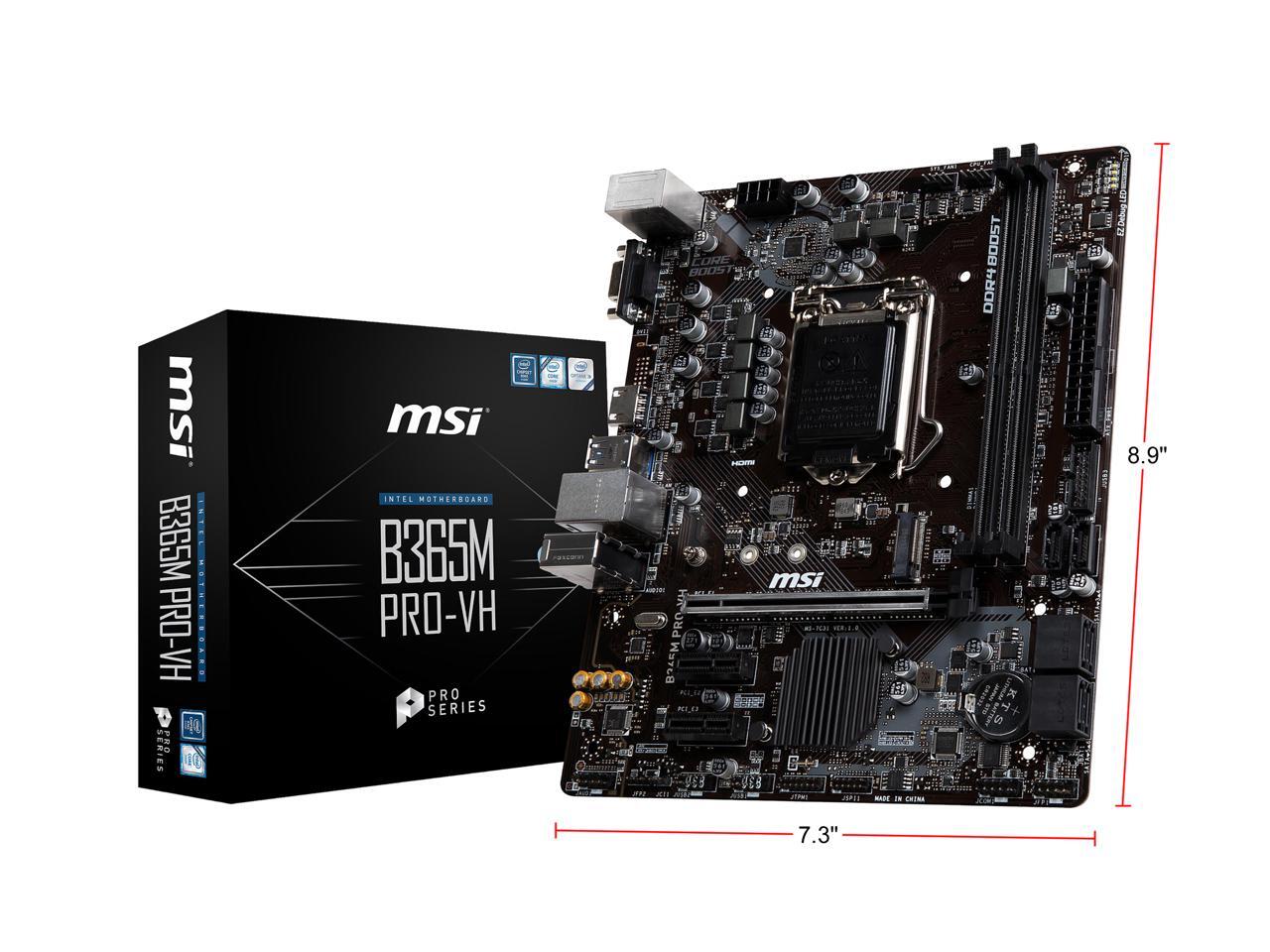 MSI PRO B365M PRO-VH LGA 1151 (300 Series) Micro ATX Intel Motherboard ...