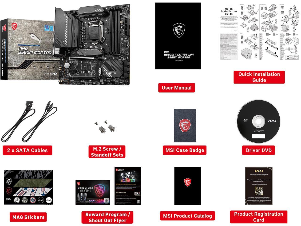 MSI MAG B560M MORTAR LGA 1200 Micro ATX Intel Motherboard - Newegg.com