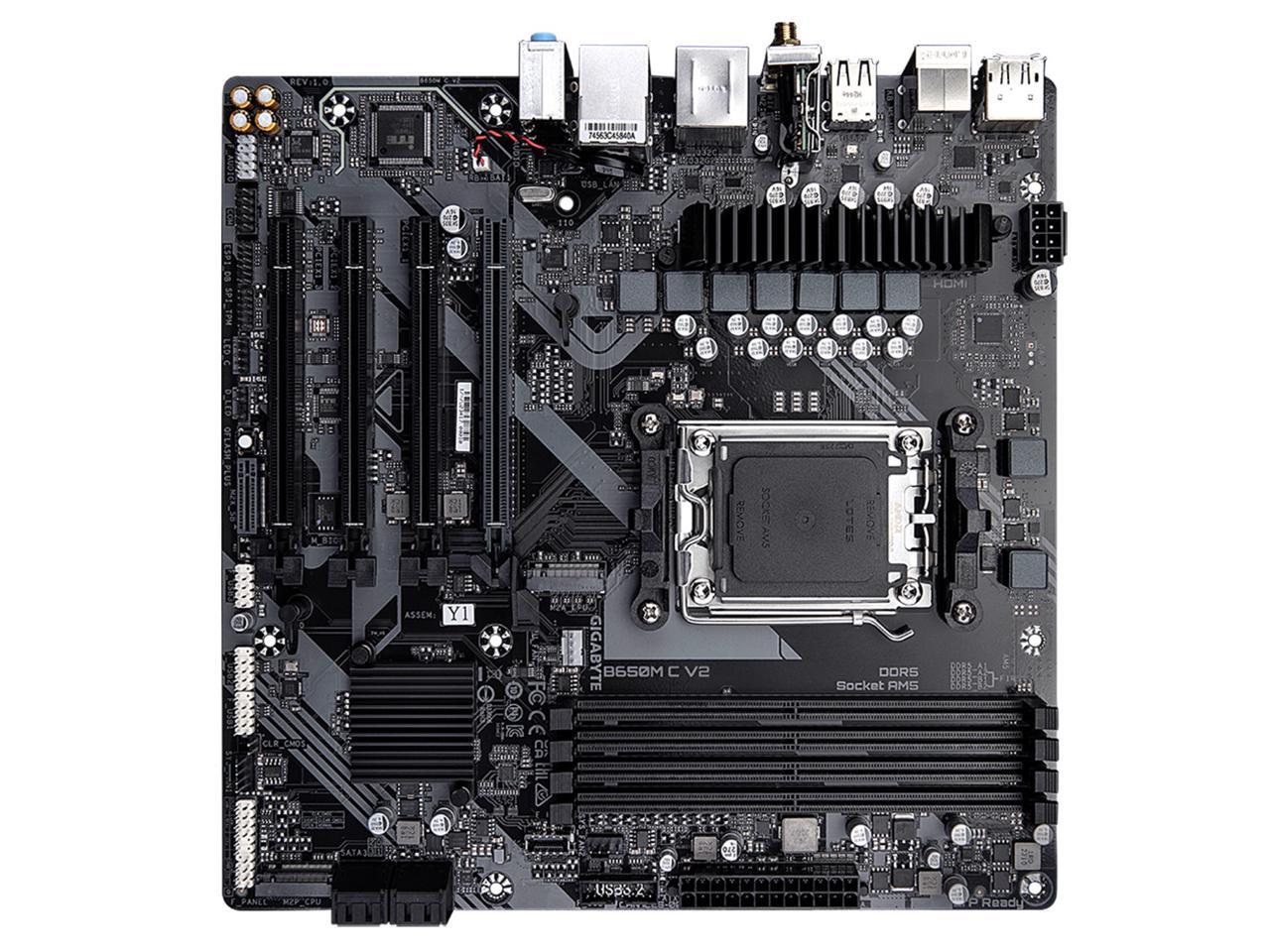 GIGABYTE B650M C V2 AM5 LGA 1718 AMD B650 M-ATX Motherboard with 5-Year ...