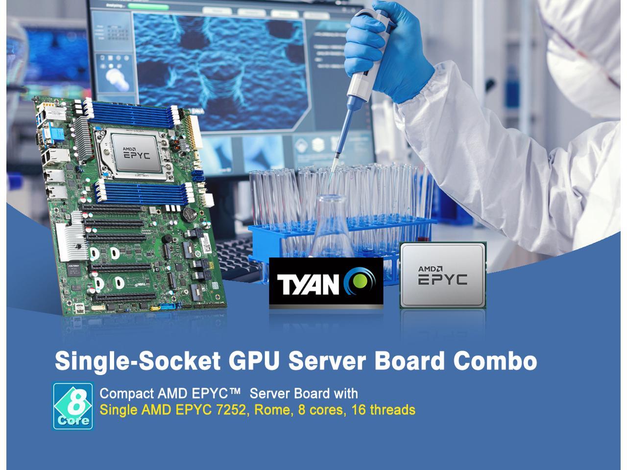 TYAN Combo Deal, S8030GM2NE ATX Server Motherboard Installed AMD EPYC ...