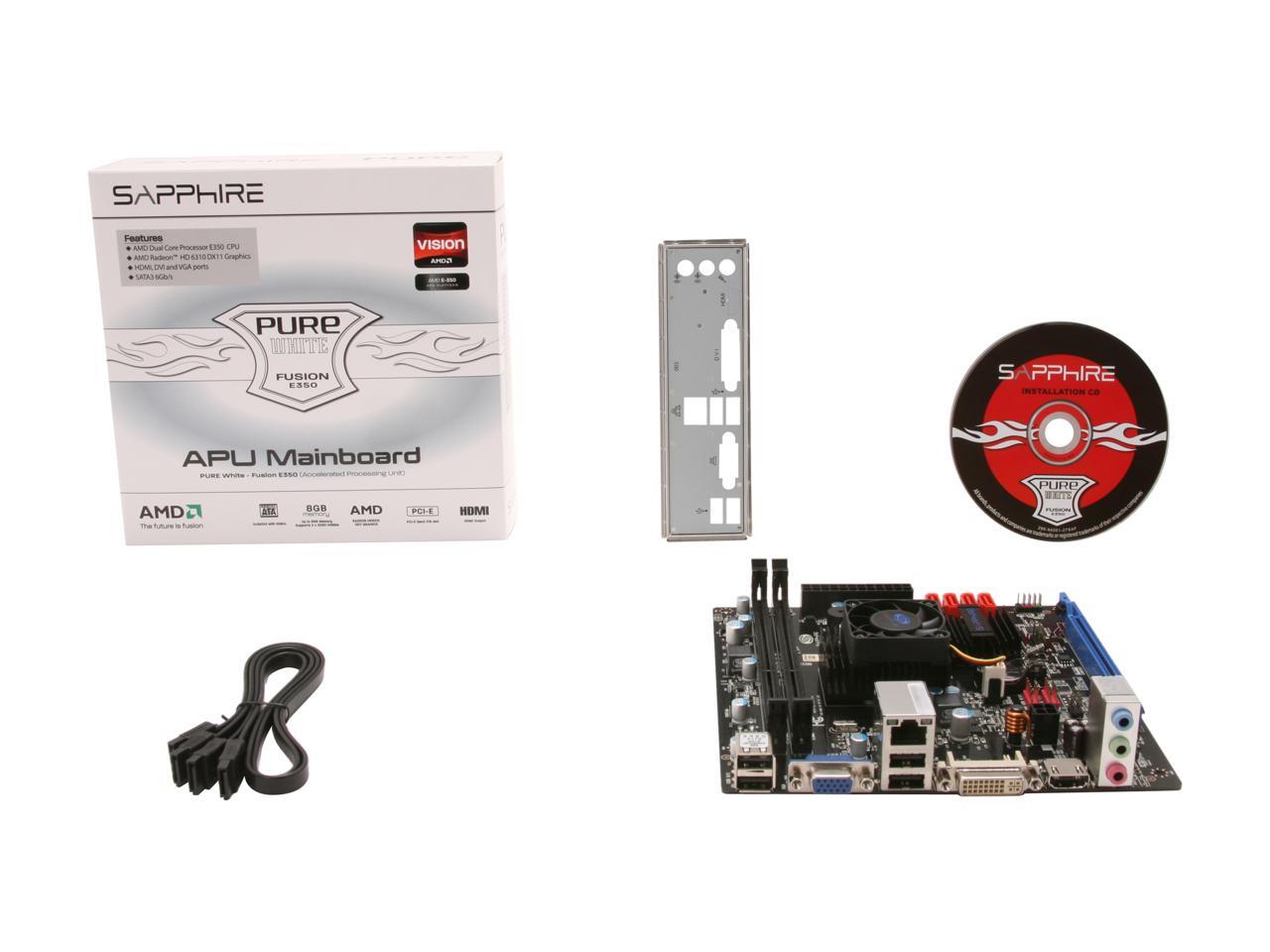 SAPPHIRE Pure White Fusion E350 AMD E-350 APU (1.6GHz, Dual-Core) Mini ...
