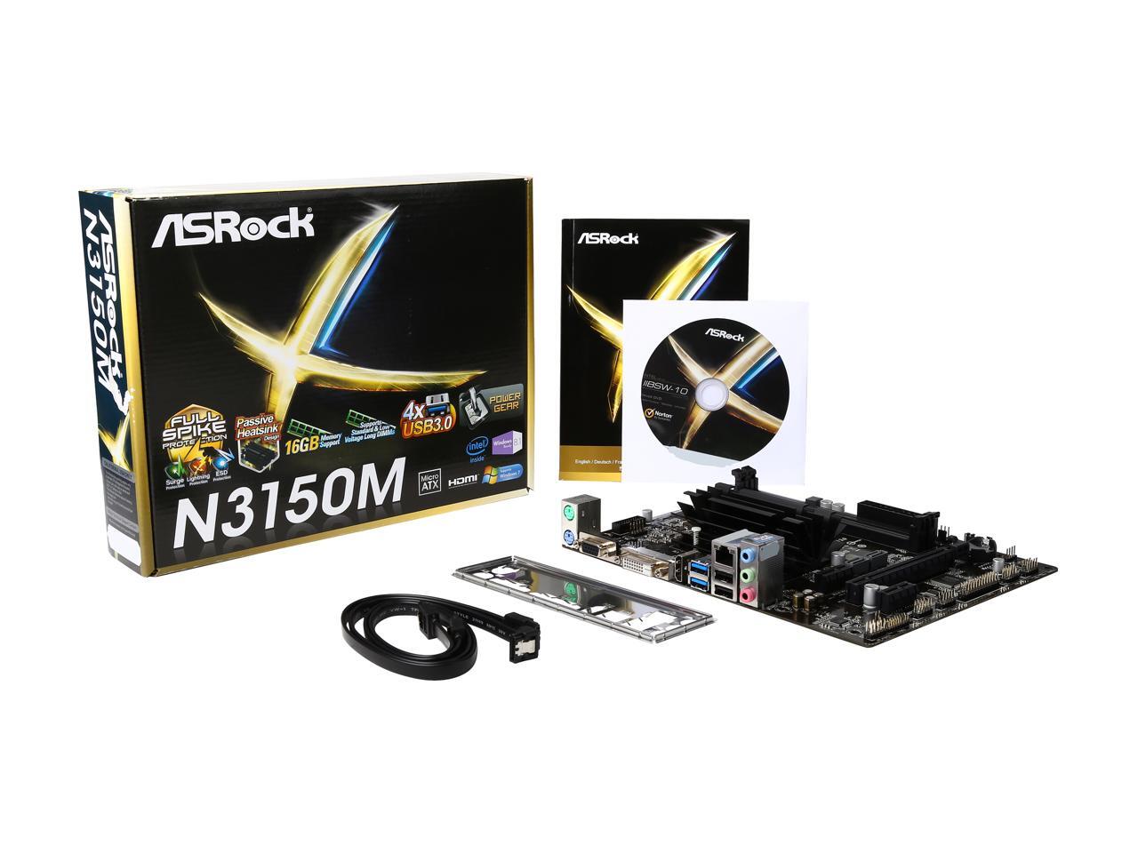 ASRock N3150M Intel Quad-Core Processor N3150 (up to 2.08 GHz) Micro ...