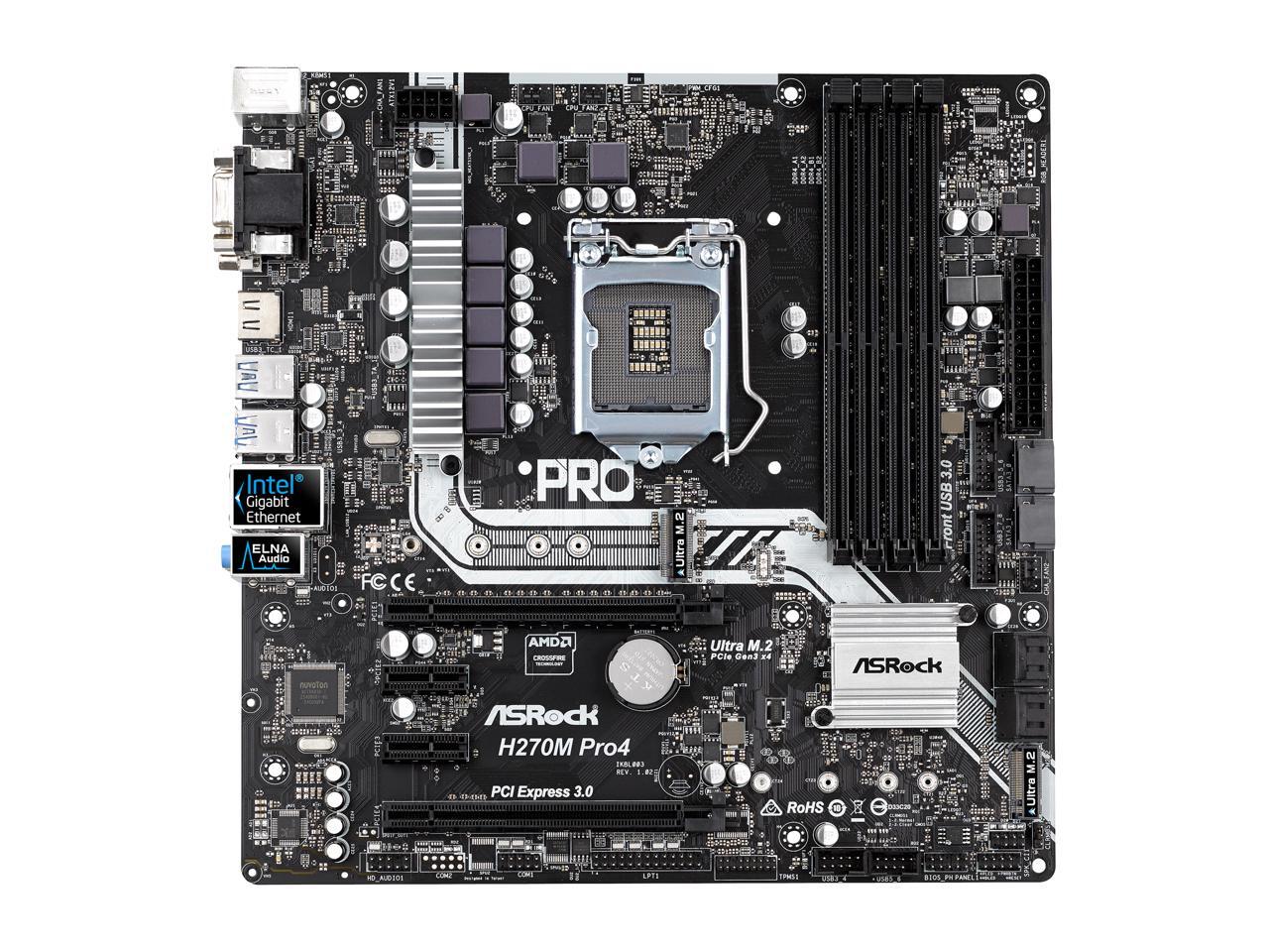 Open Box: ASRock H270M Pro4 LGA 1151 Micro ATX Intel Motherboard ...