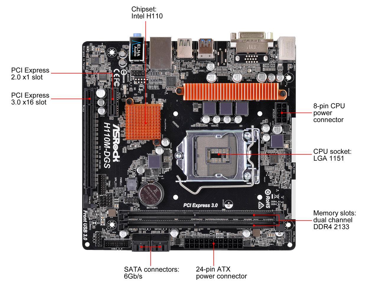 ASRock H110M-DGS R3.0 LGA 1151 Micro ATX Motherboards - Intel - Newegg.ca