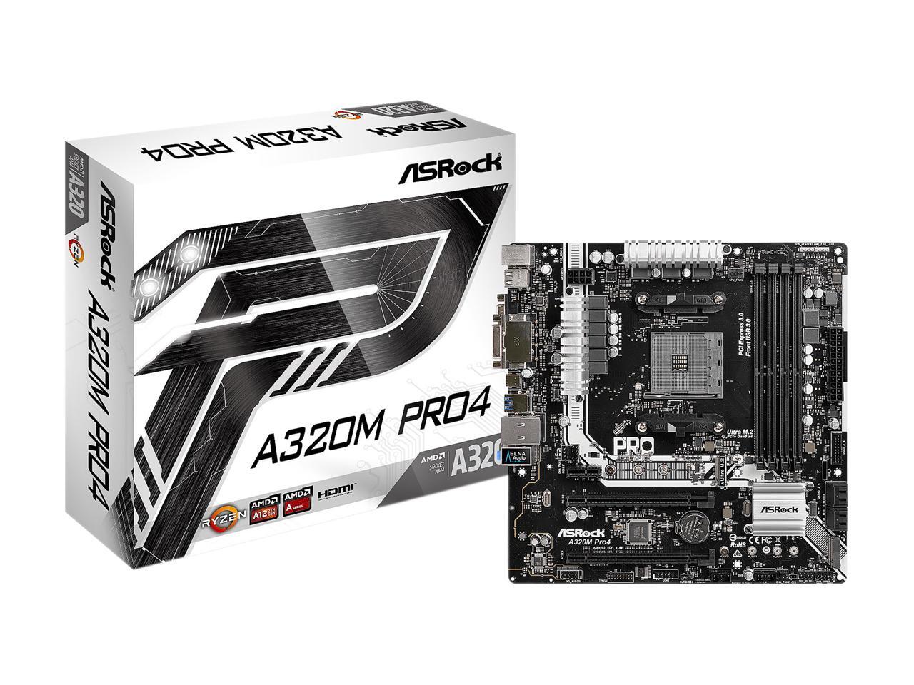 ASRock A320M PRO4 AM4 Micro ATX AMD Motherboard - Newegg.com