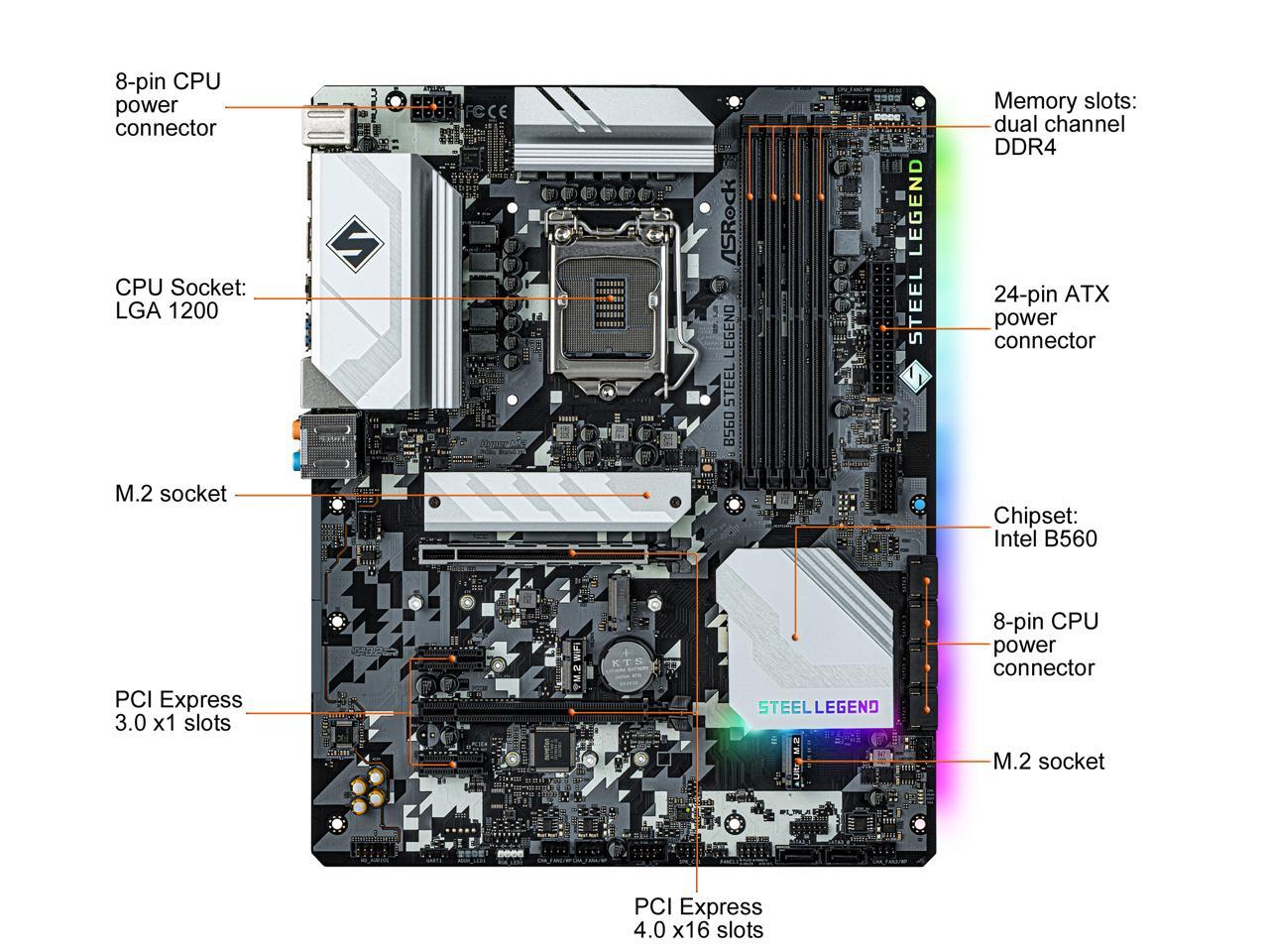 ASRock B560 Steel Legend LGA 1200 ATX Intel Motherboard - Newegg.com