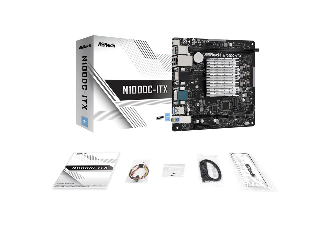 Asrock N100dc Itx Intel Quad Core Processor N100 Up To 3 4 Ghz Ddr4 2 Sata3 Supports Intel
