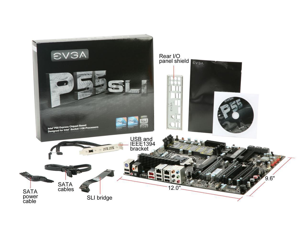 EVGA P55 SLI 132-LF-E655-KR LGA1156 Intel P55 ATX Intel Motherboard ...