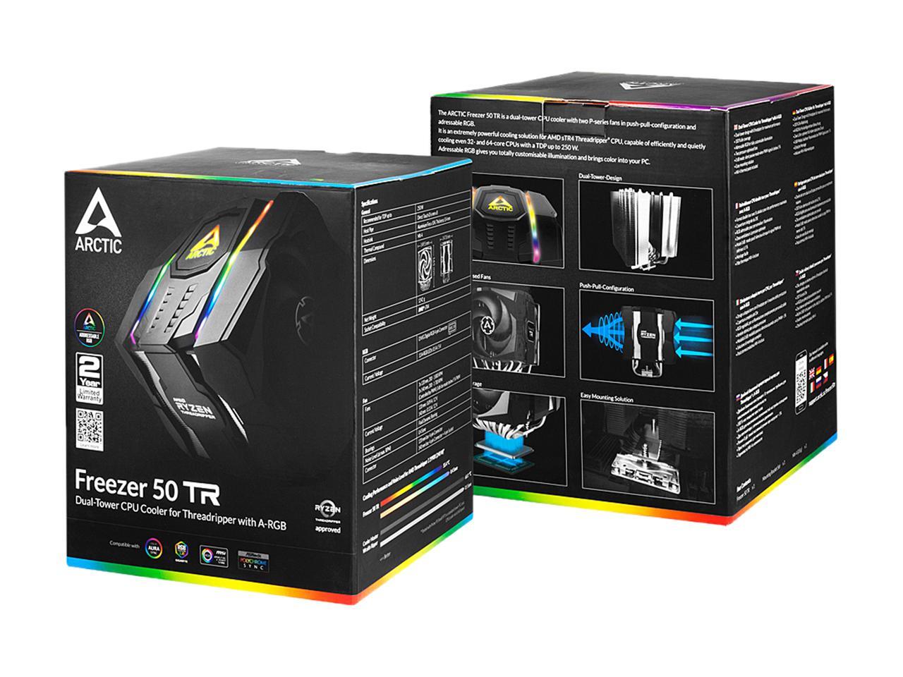 Arctic Freezer 50 TR Dual Tower CPU Cooler for AMD Ryzen Threadripper ...