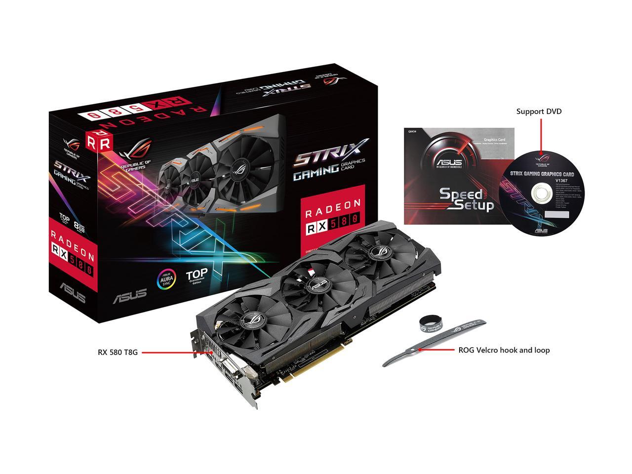 ASUS ROG Strix Radeon RX 580 T8G Gaming Top OC Edition GDDR5 DP HDMI ...