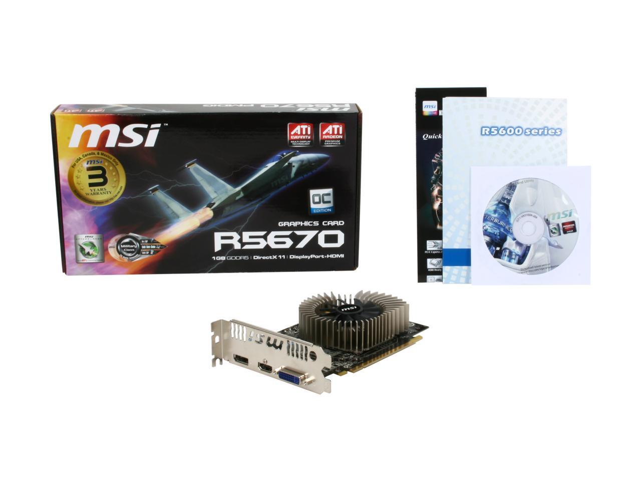MSI Radeon HD 5670 Video Card R5670-PMD1G OC - Newegg.com