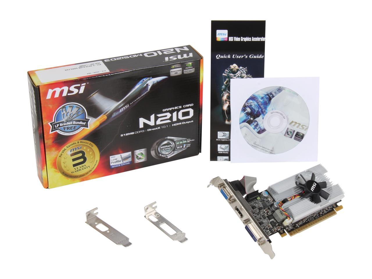 MSI GeForce 210 Video Card N210-MD512D3/LP - Newegg.com