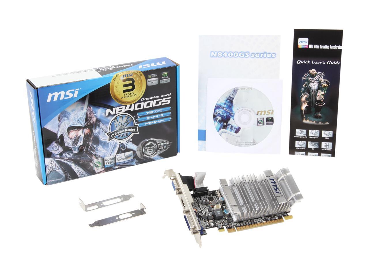Refurbished: MSI GeForce 8400 GS Video Card N8400GS-MD1GD3H/LP - Newegg.com