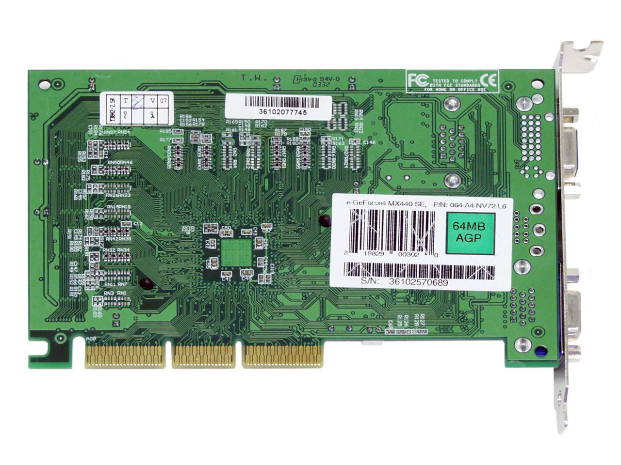 EVGA GeForce4 MX440SE Video Card e-GeForce4 MX 440 SE(064-A4-NV72-L6 ...