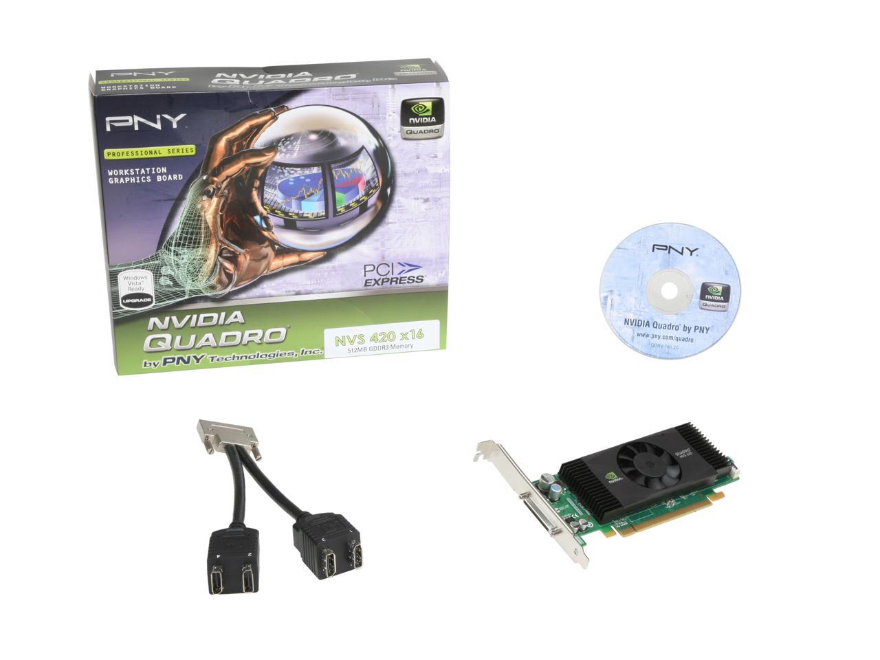 PNY Quadro NVS 420 VCQ420NVS-X16-DP-PB 512MB (256MB per GPU) 128-bit ...