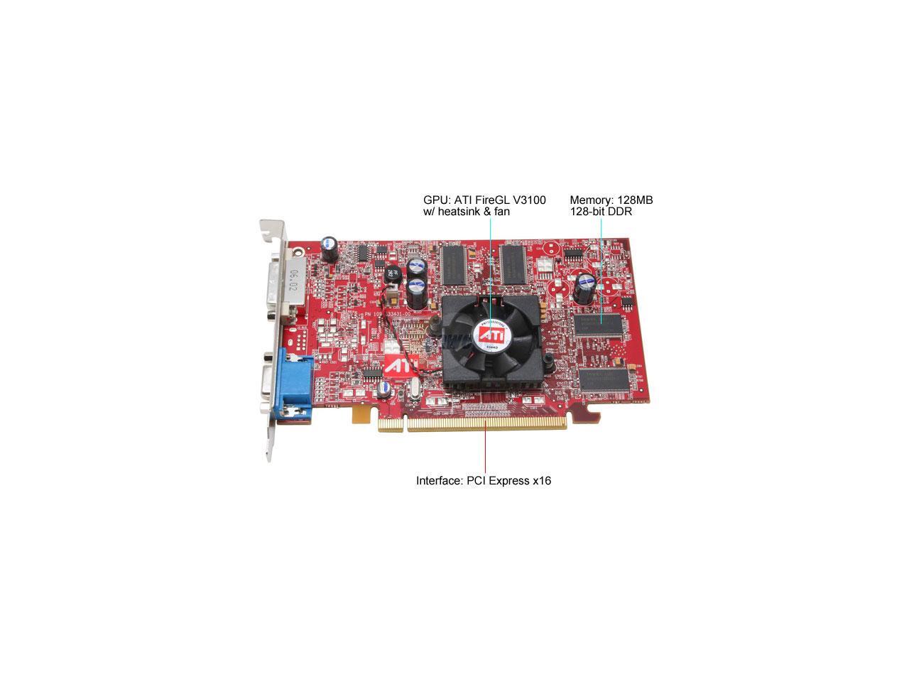 AMD FireGL V3100 100-505150 128MB 128-bit DDR PCI Express x16 ...
